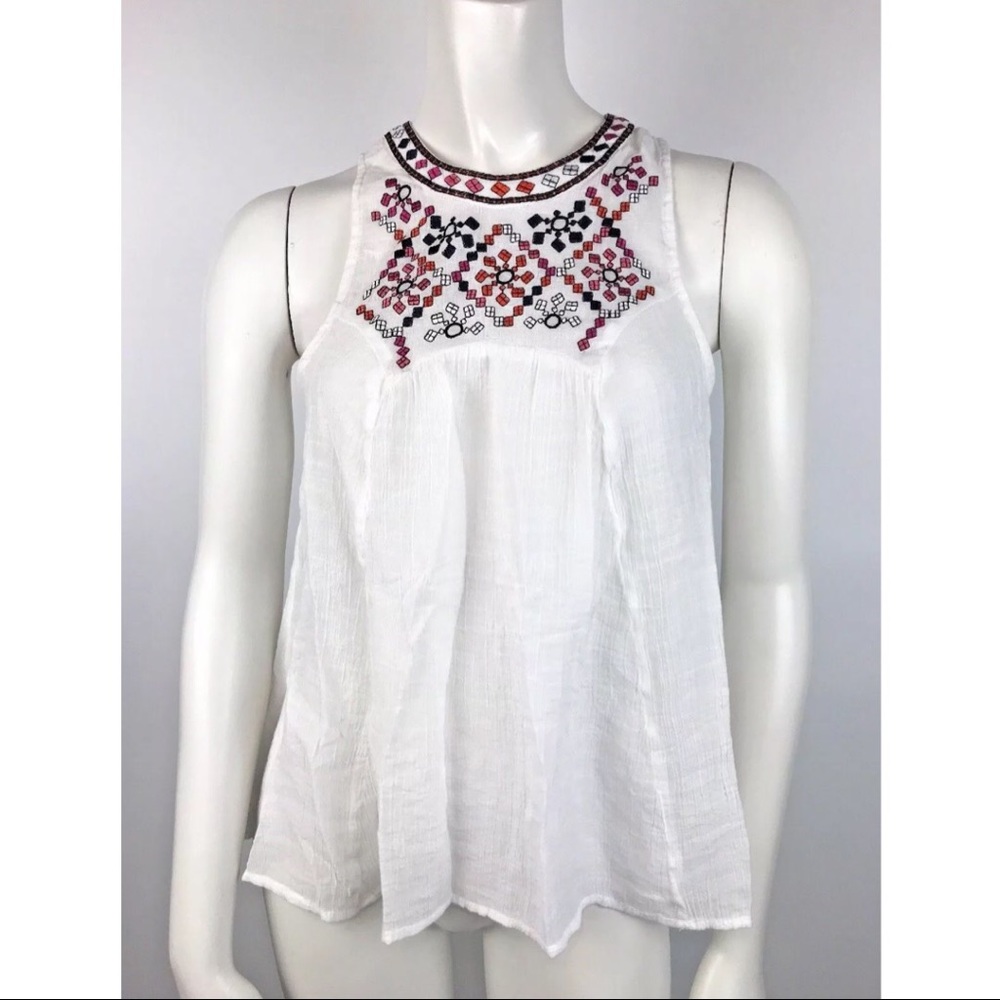 Gianni Bini Blouse Hippie Embroidered High Low - Gem